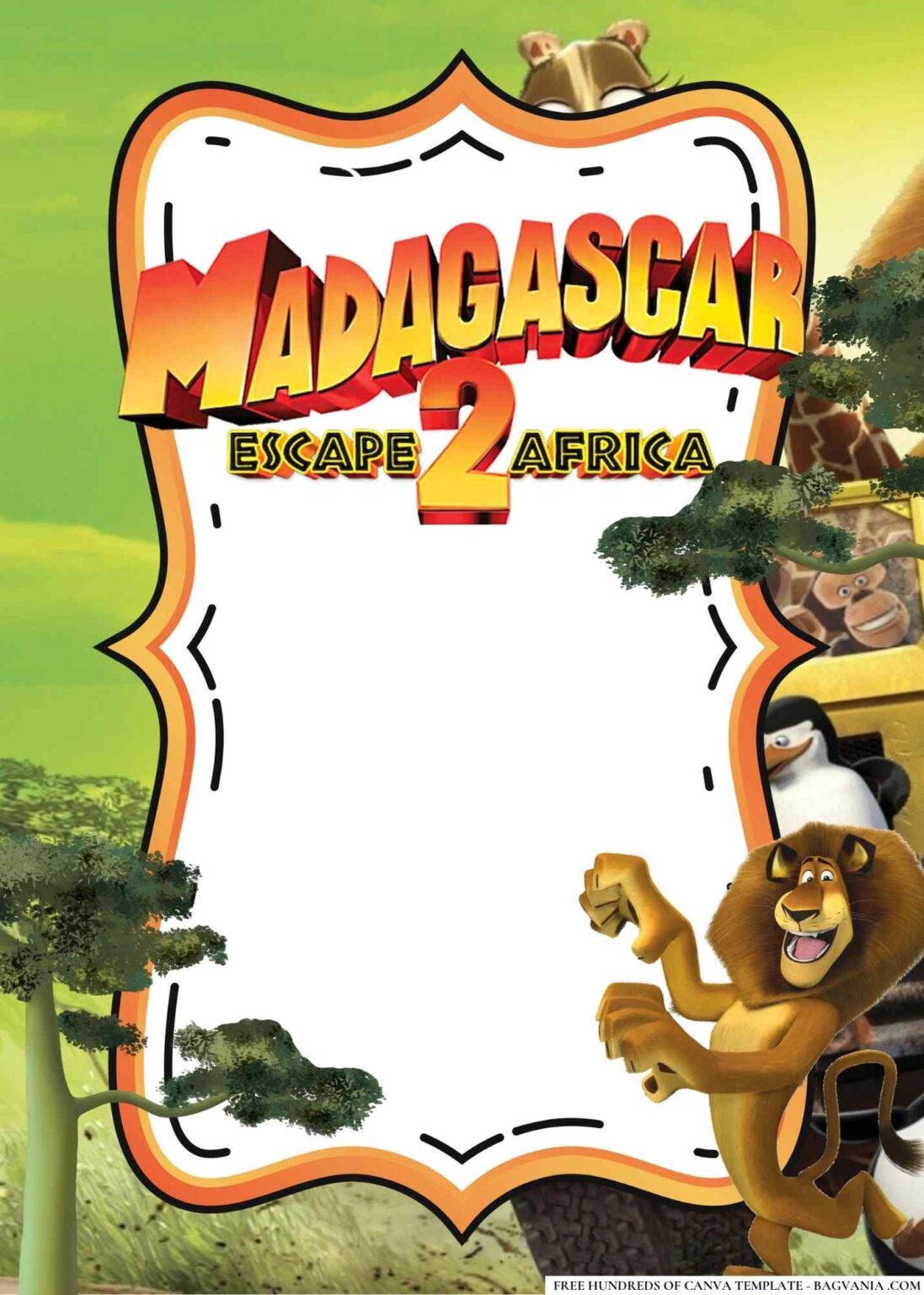 FREE Editable Madagascar Birthday Invitations