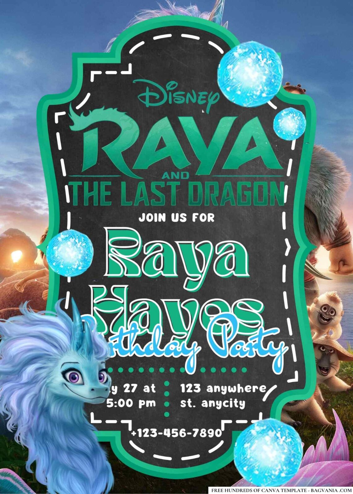 FREE Editable Raya and the Last Dragon Birthday Invitations