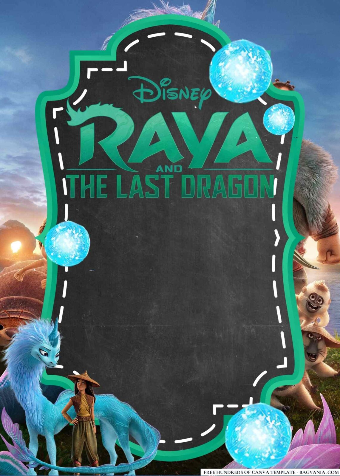 FREE Editable Raya and the Last Dragon Birthday Invitations