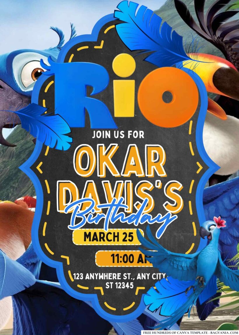 FREE Editable Rio Birthday Invitations