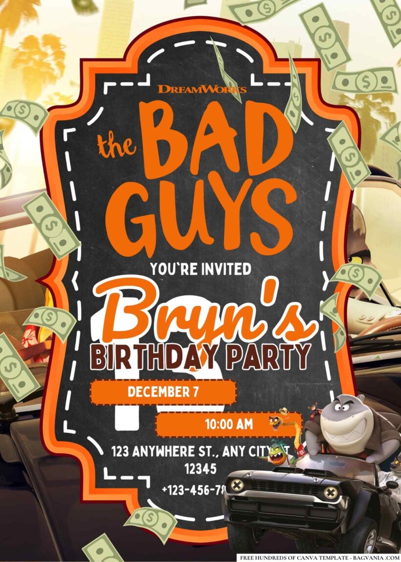 FREE Editable The Bad Guys Birthday Invitations