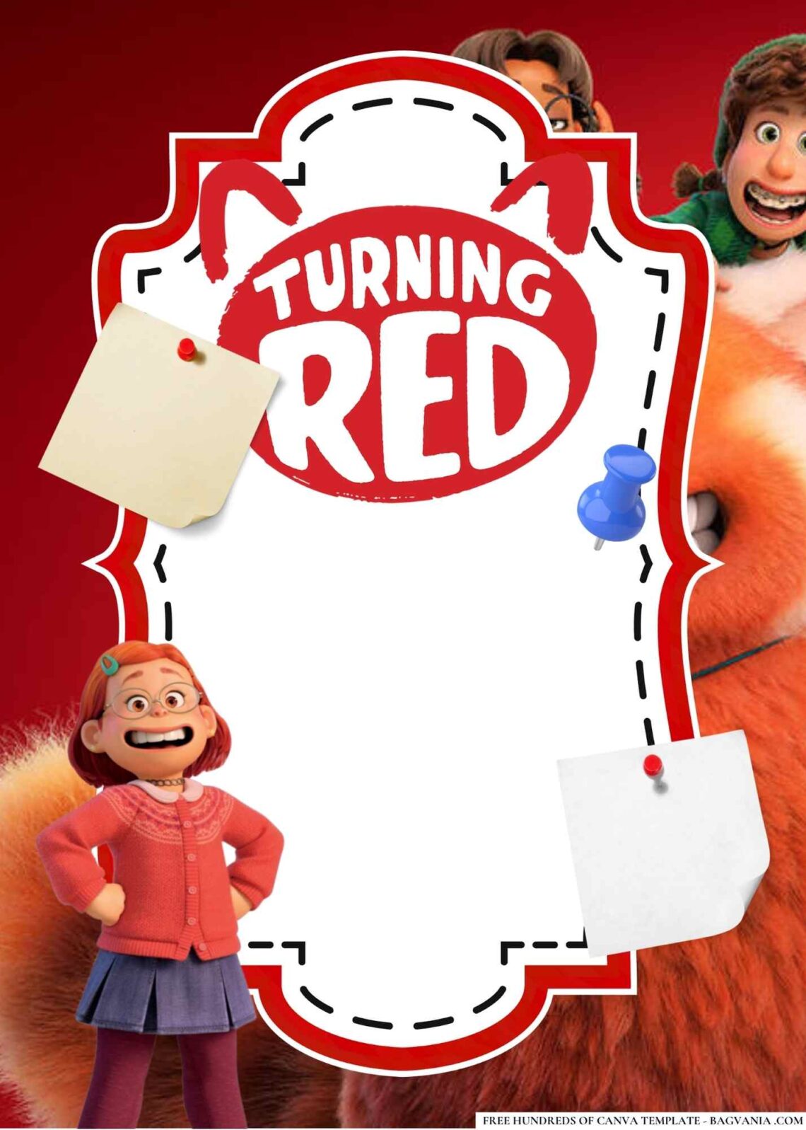 FREE Editable Turning Red Birthday Invitations