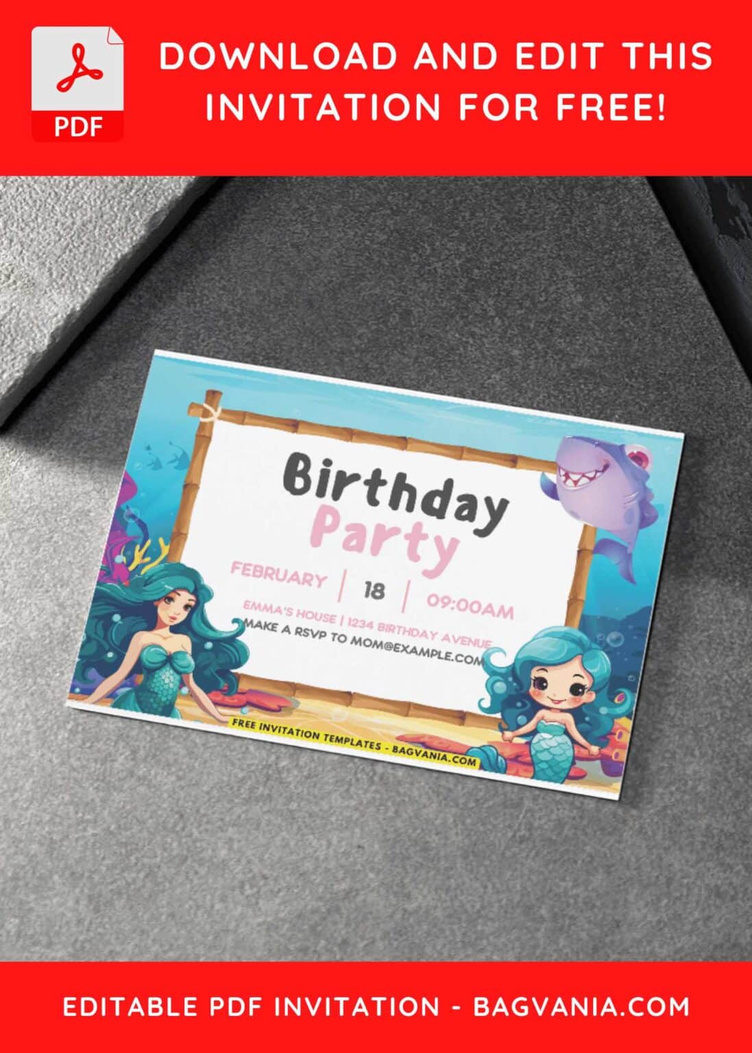 (Free PDF Invitation) Ocean Theme Birthday Invitation