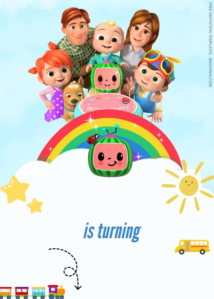 10 Cocomelon Invitation Templates for Kids Birthday Party and Baby Shower