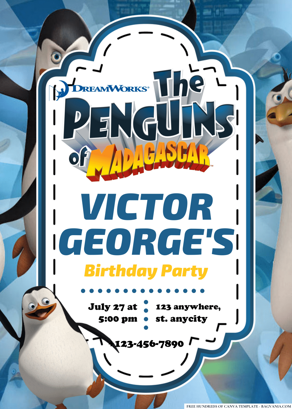 Wild Madagascar Birthday Invitations for Kids