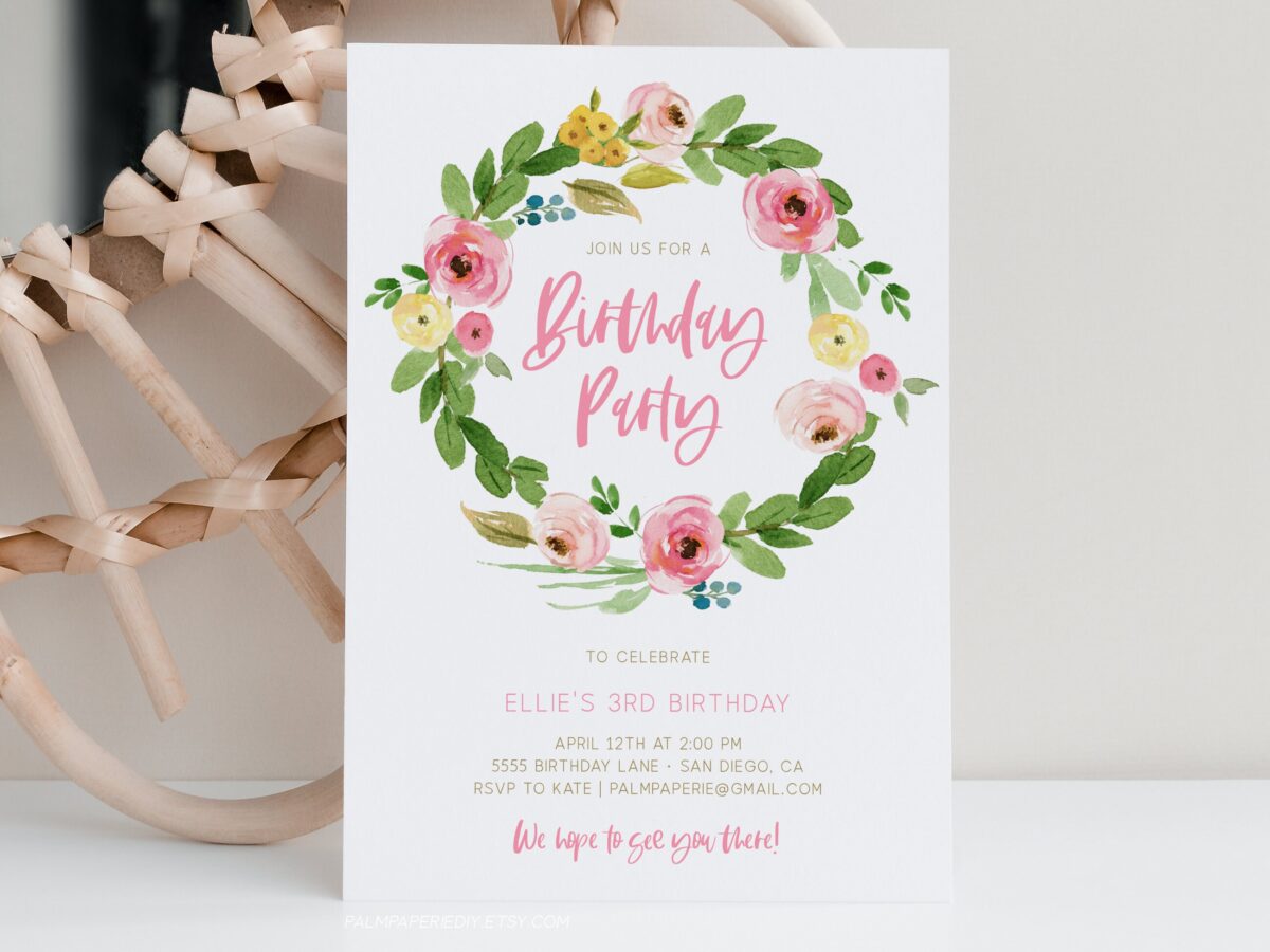 8+ Elegant Set of Watercolor Spring Flowers Themed Birthday Invitation ...