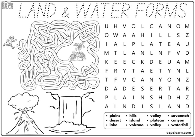 Fun Learning with 9 Landforms Activity Worksheets