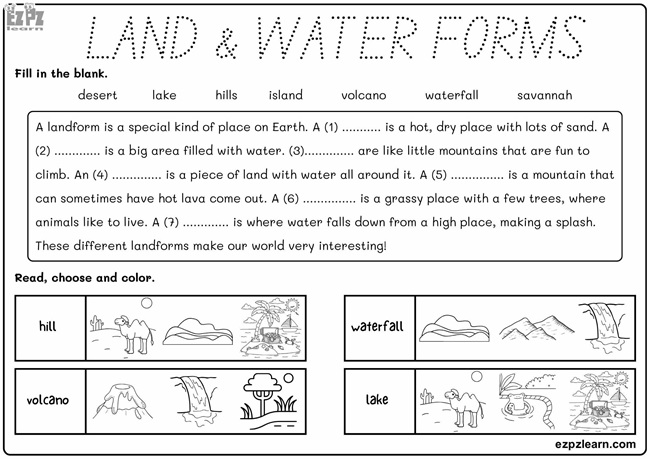 Fun Learning with 9 Landforms Activity Worksheets