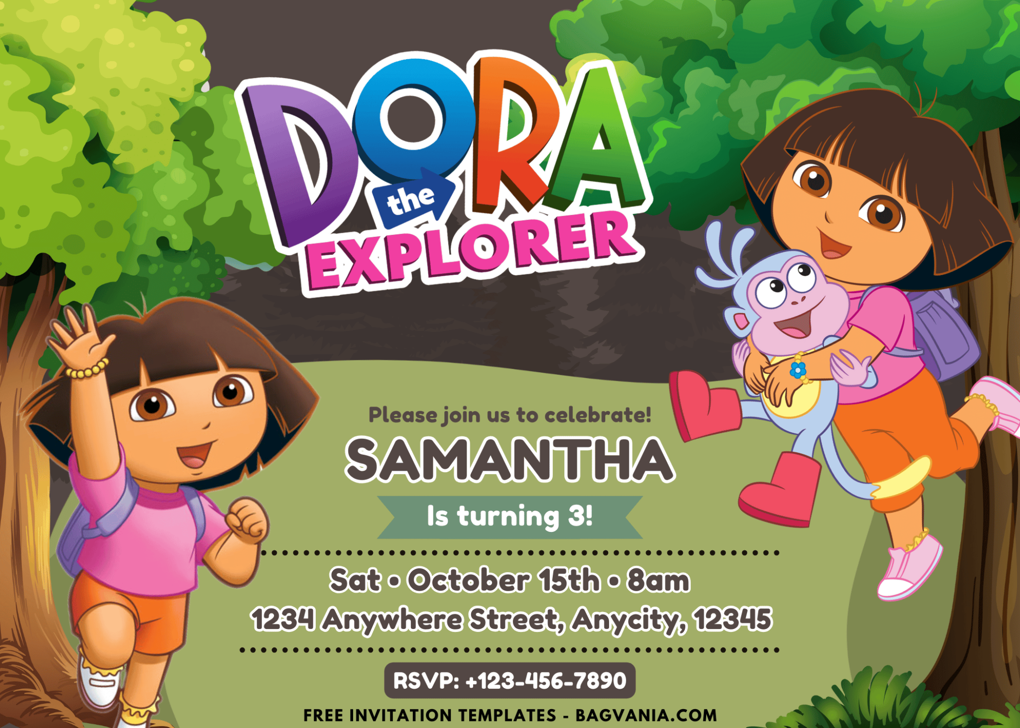 (Free Canva Template) Dora The Explorer Birthday Party Kits