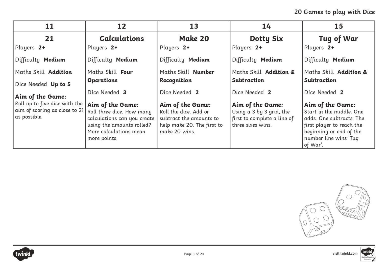 DIY Dice Games Printable You Can Make at Home