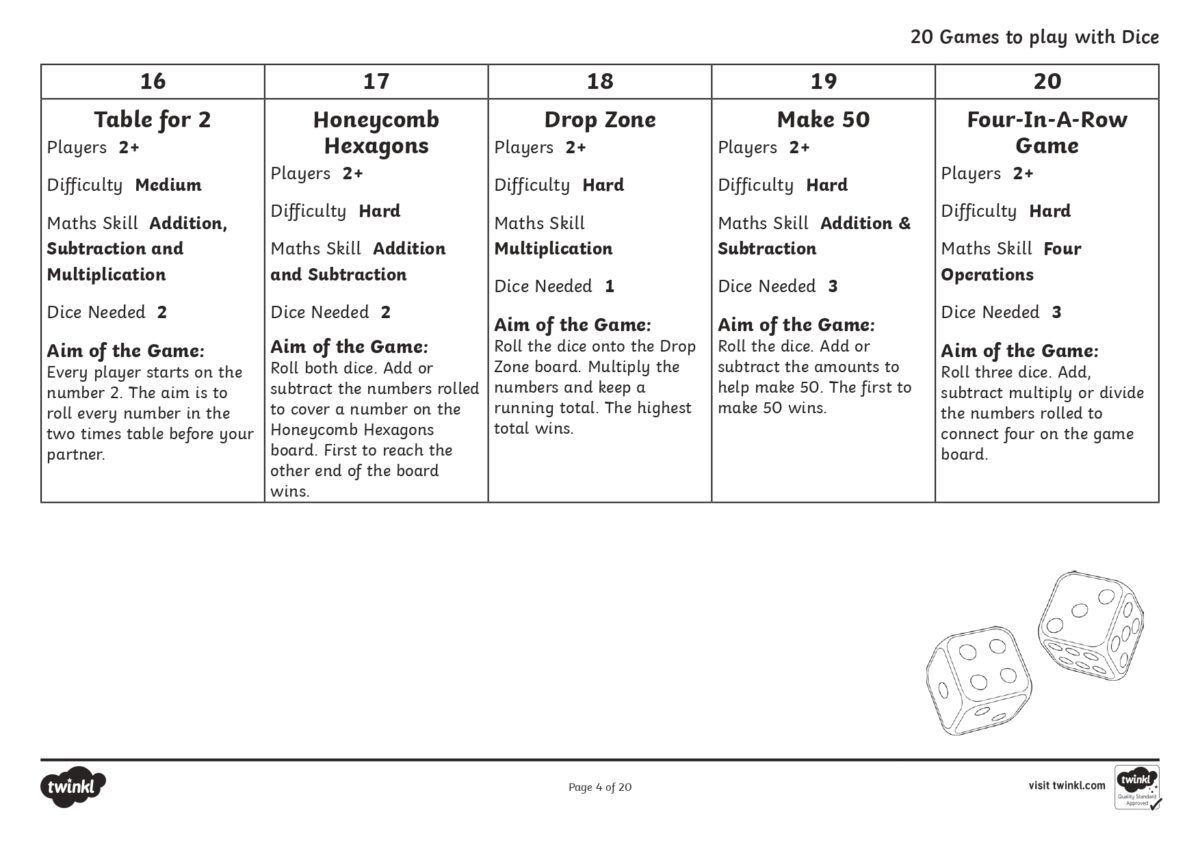 DIY Dice Games Printable You Can Make at Home