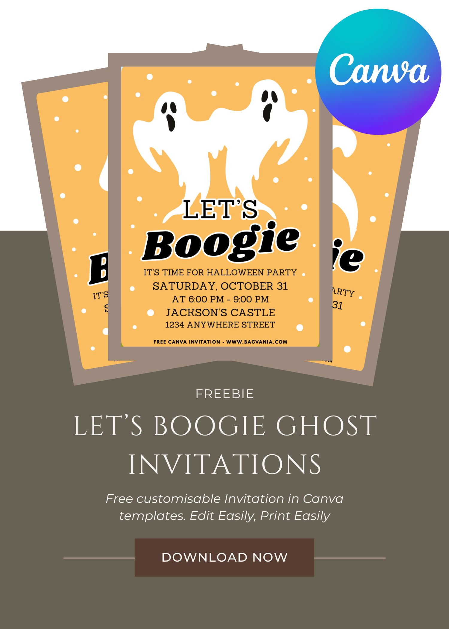 FREE Halloween Boogie Invitation Template
