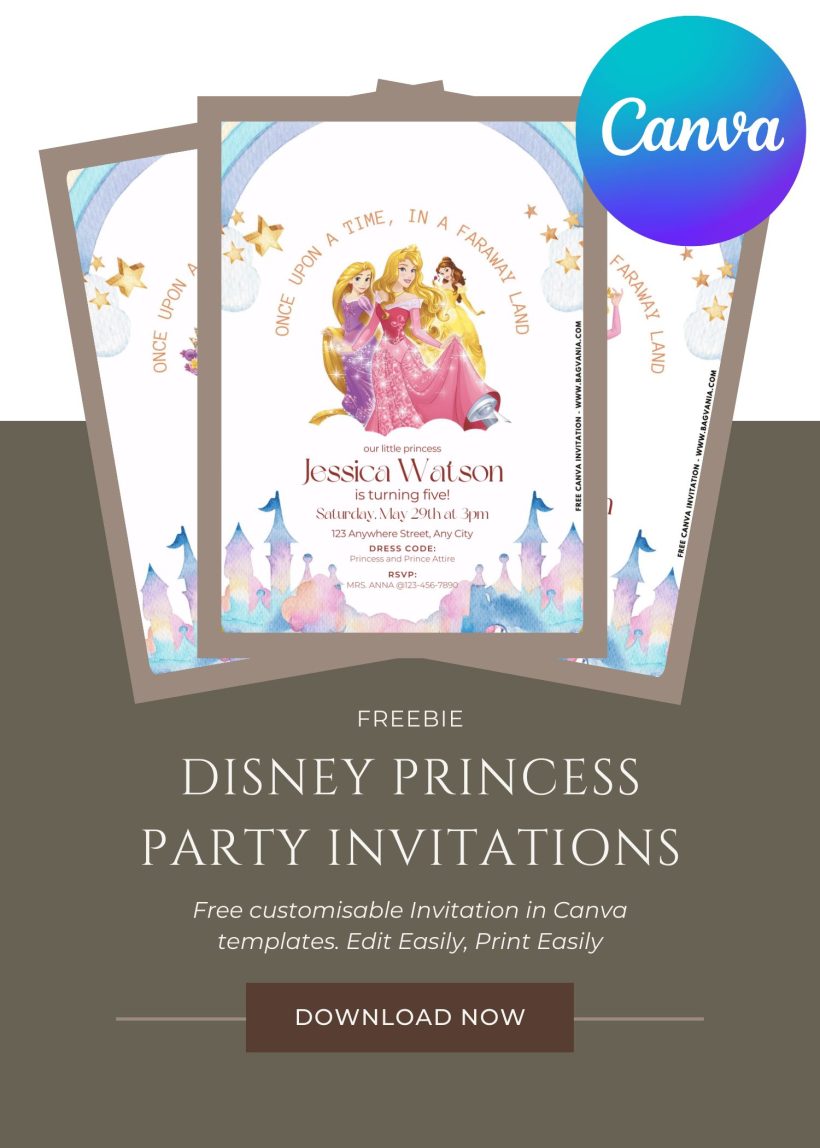 FREE Fairytale Disney Princess Castle Invitation Template
