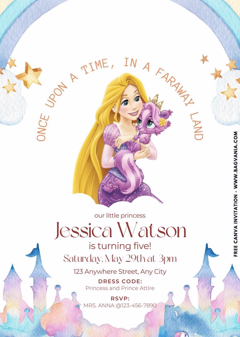 FREE Fairytale Disney Princess Castle Invitation Template